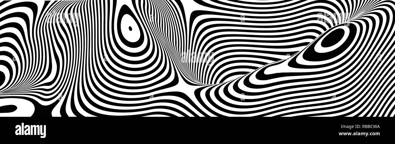 Optical illusion vector. Stripe perspective, curve stripes. EPS 10 ...