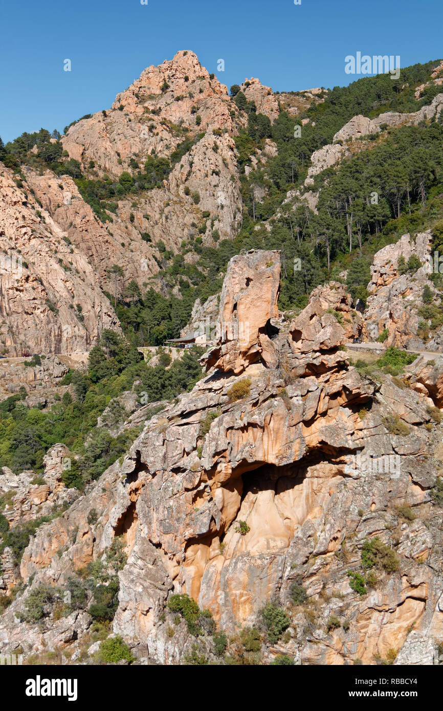 Beautiful rock formations of Calanques di Piana, Corsica Stock Photo ...