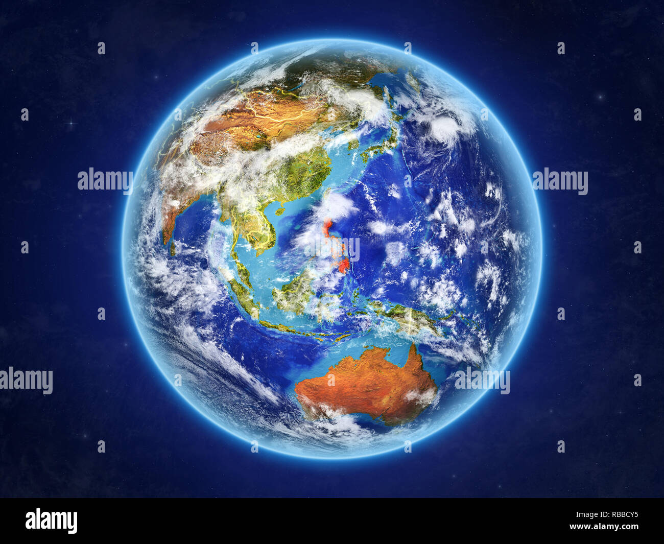 Philippines from space. Planet Earth with country borders and extremely ...