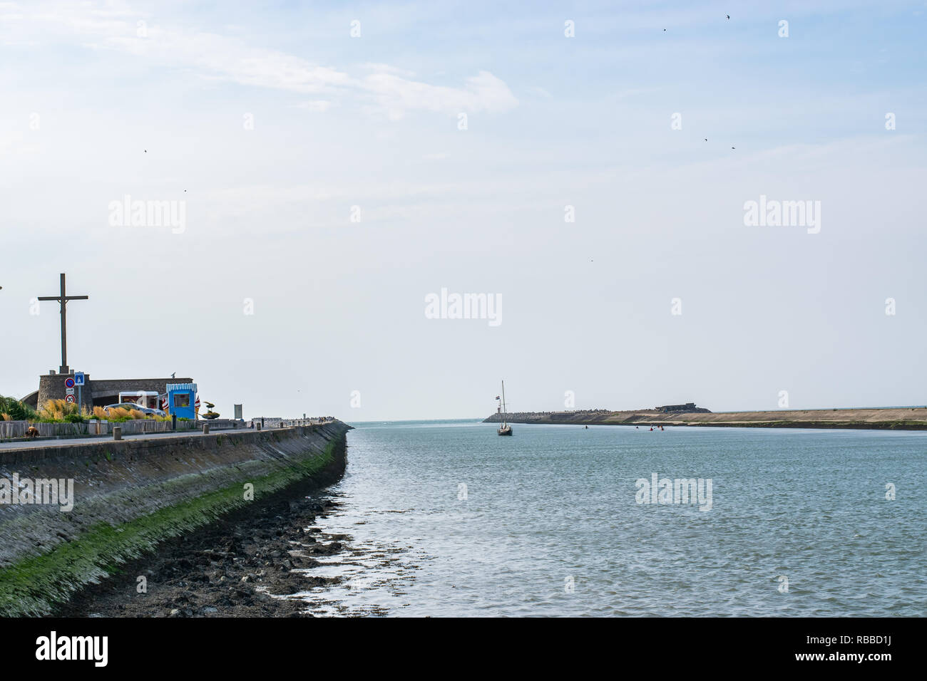 Grand-Fort-Philippe,FRANCE-July 18,2017: Estuary the L'Aa River to the ...
