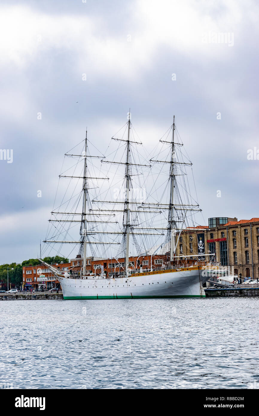 Dunkirk,FRANCE-August 23,2017: Historic sailing ship DUCHESSE ANNE in ...