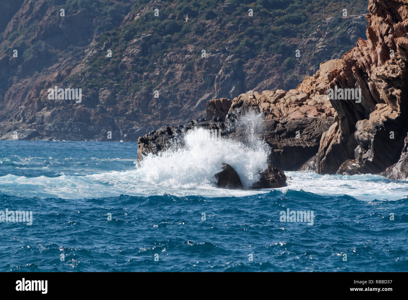 Waves working their way into the small cove Stock Photo - Alamy
