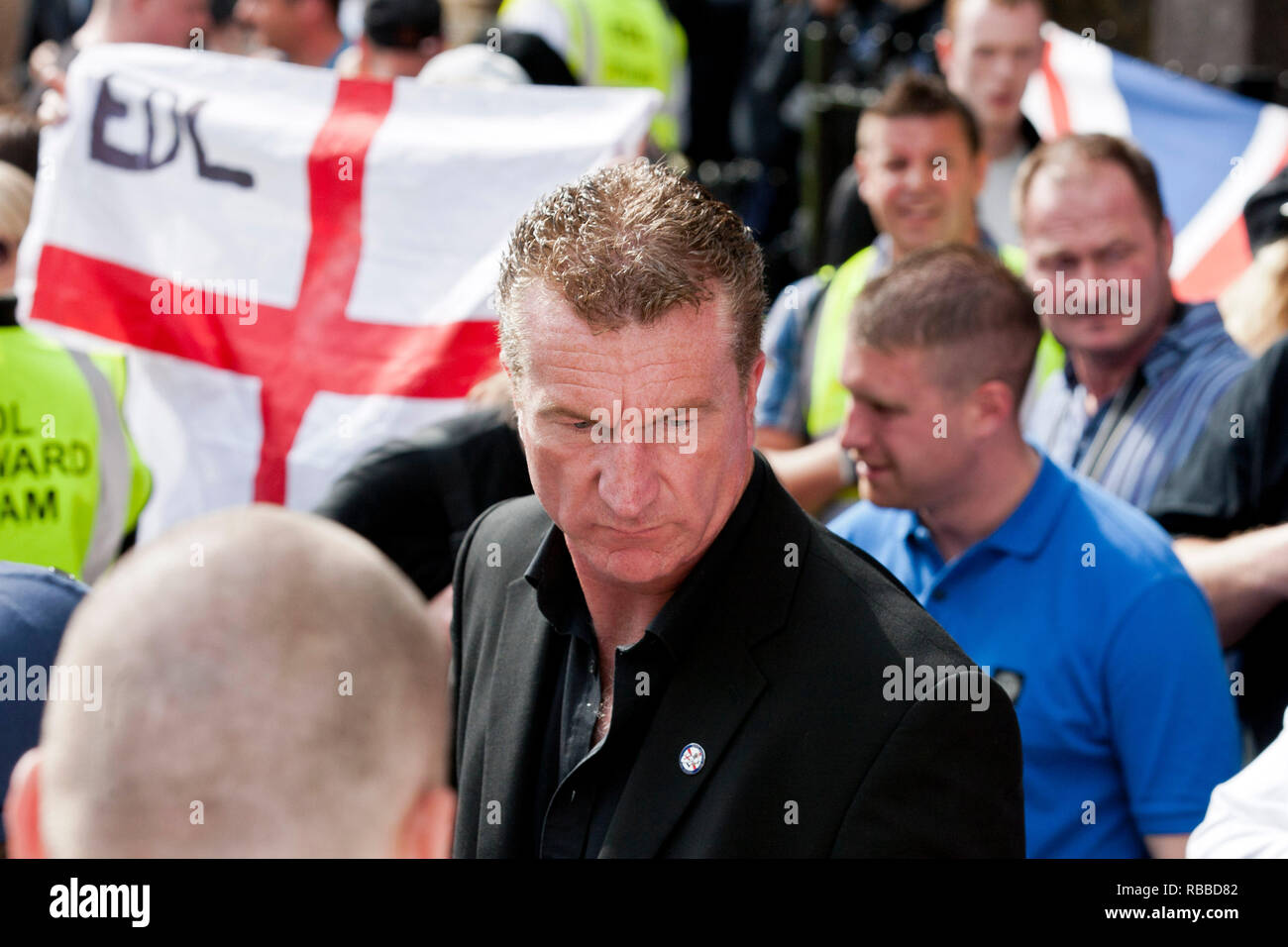 Kevin Carroll EDL co founder at a demonstration in Tower Hamlets, East ...