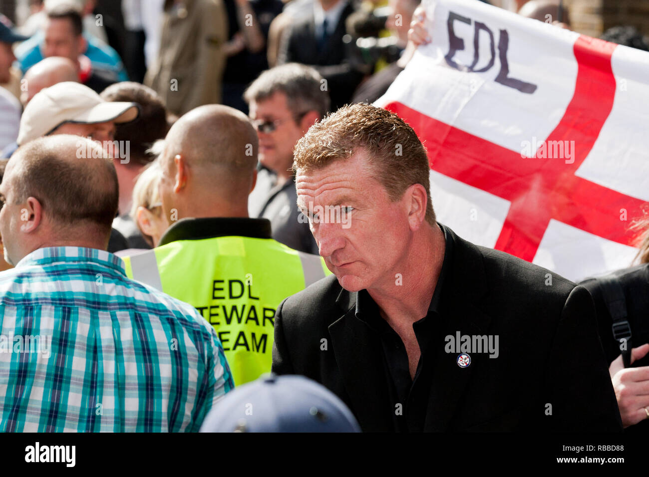 Kevin Carroll EDL co founder at a demonstration in Tower Hamlets, East ...