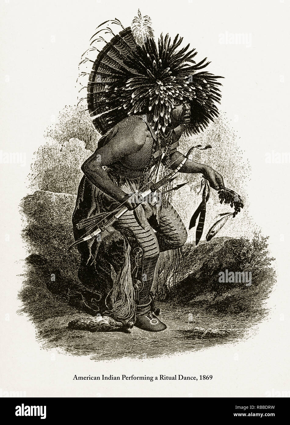 Performing a Ritual Dance, American Indian Engraving, 1869 Stock Photo ...