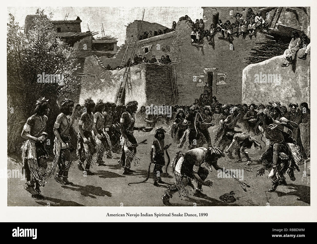 Navajo Indian Spiritual Snake Dance Engraving, 1890 Stock Photo - Alamy