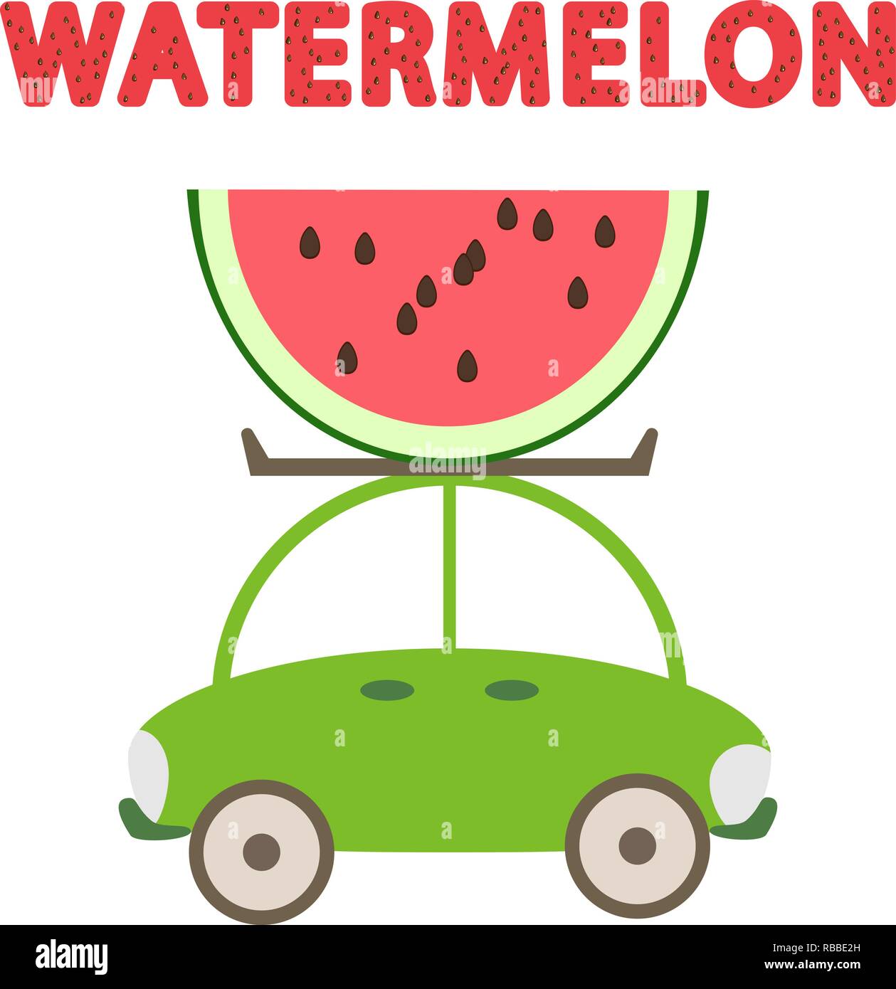 Watermelon is driving this car. National Watermelon Day Design. Vector ...