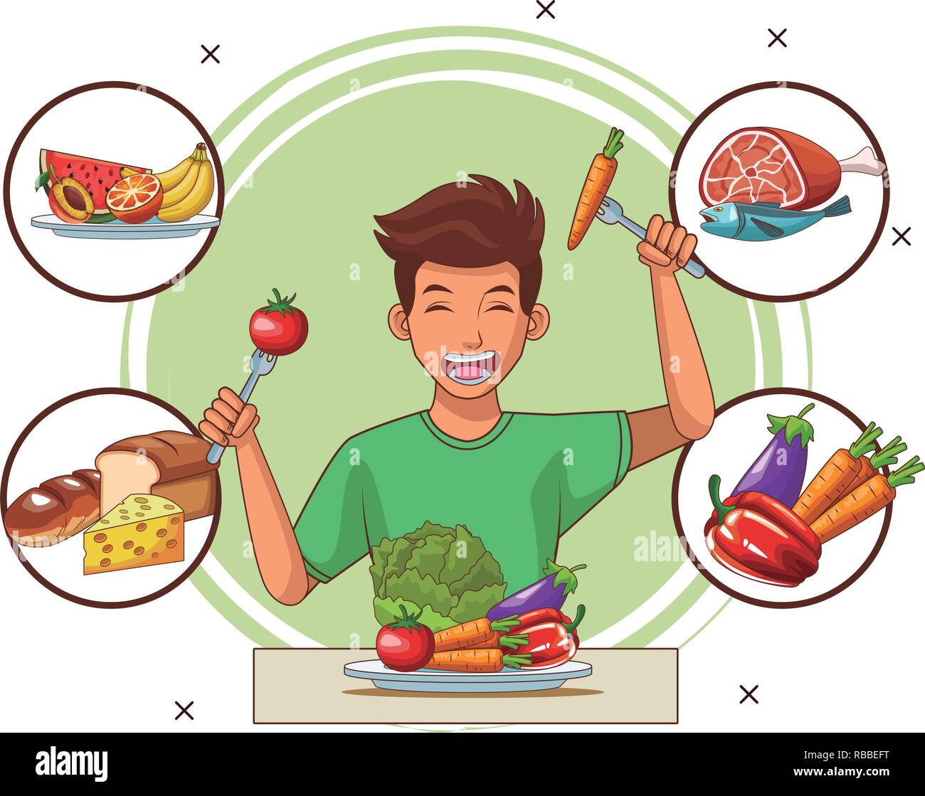 balanced diet young man Stock Vector Image & Art - Alamy