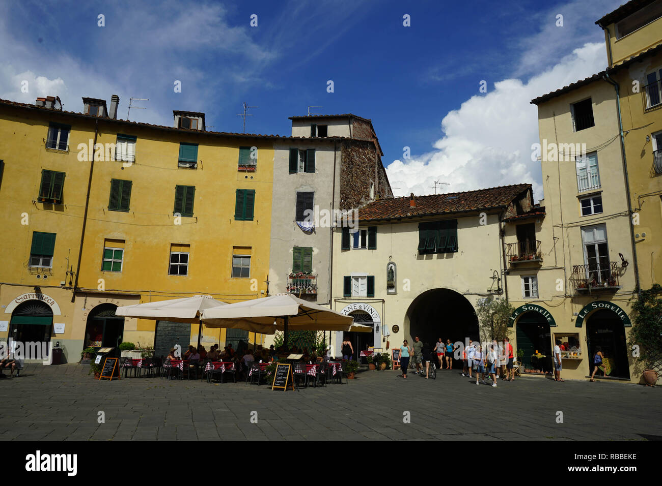 The Amphitheater Square in Lucca, Tuscany - Italy Stock Photo - Alamy