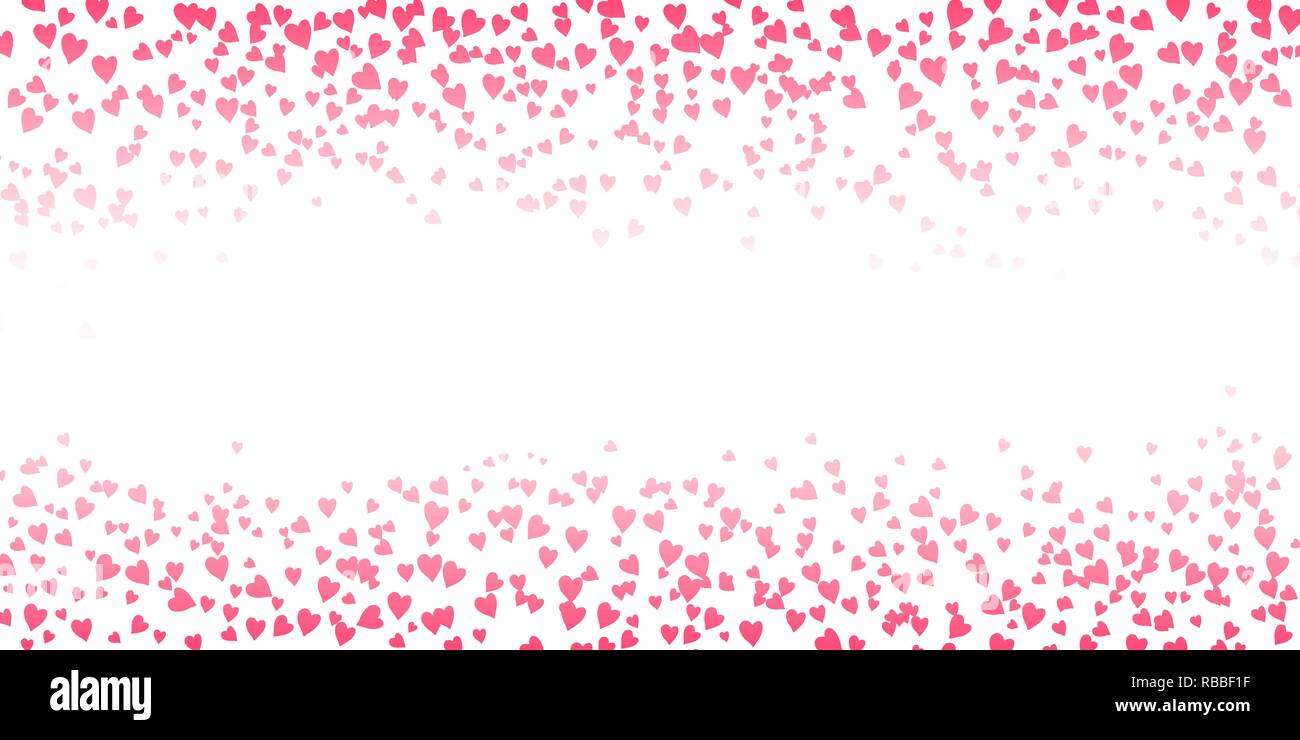 Horizontal background of falling hearts and place for text. Valentines ...