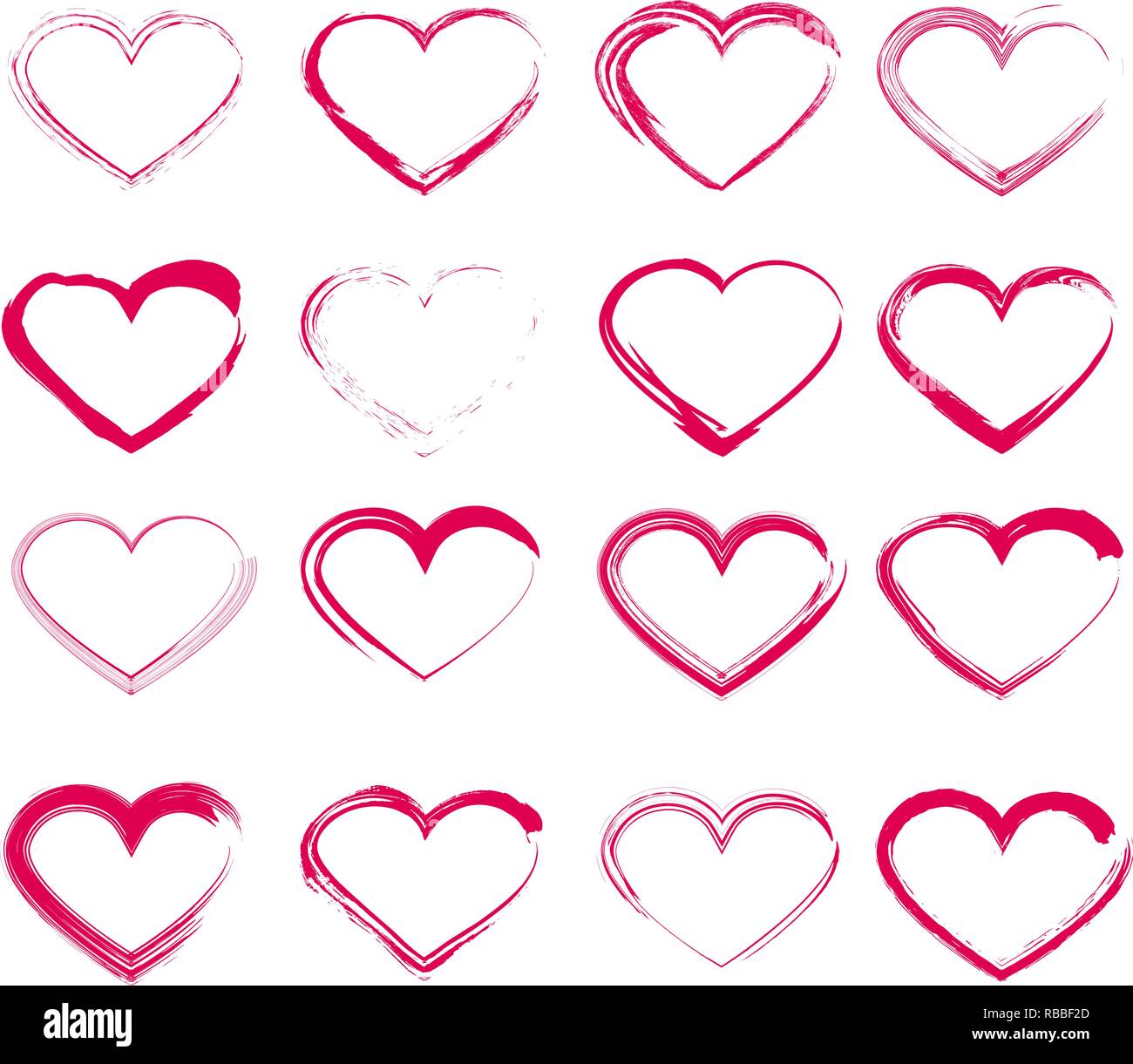 Set of unique hand drawn hearts. Vector element for your design Stock ...