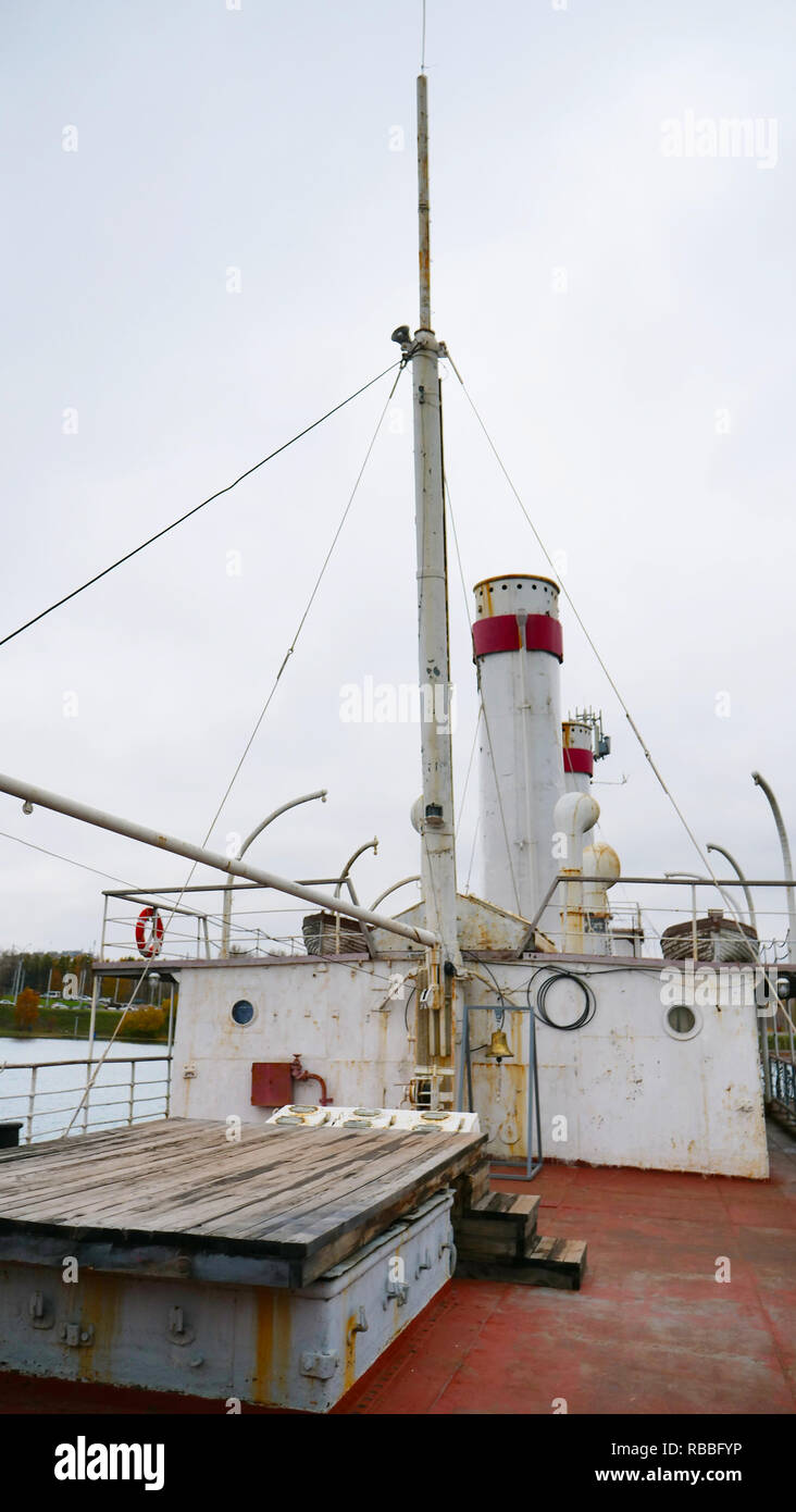Retro vintage Angara Icebreaker ship deck in Irkutsk Russia Stock Photo ...