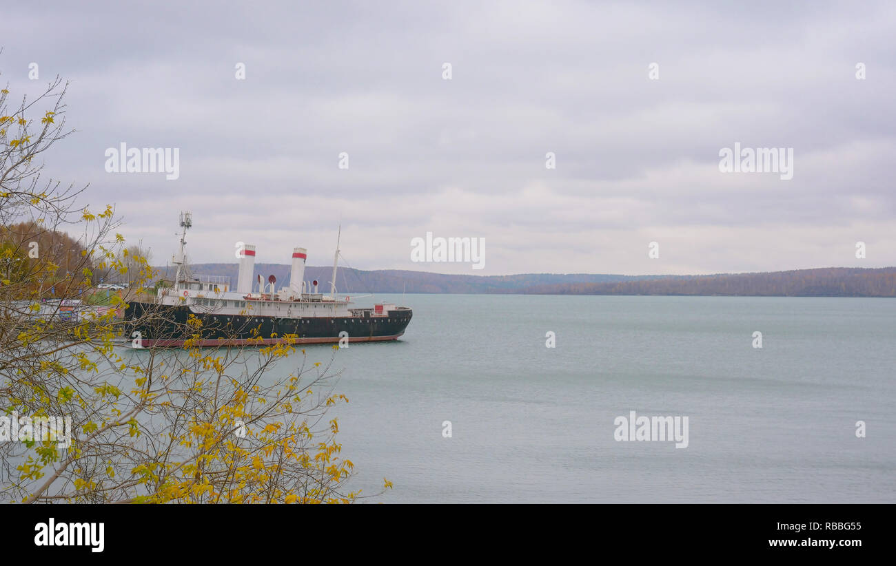Retro vintage Angara Icebreaker ship in Irkutsk Russia Stock Photo - Alamy