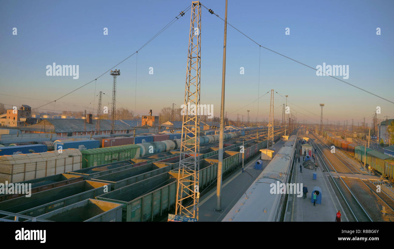 Trans Siberian railway track platform landscape view in Russia Stock ...