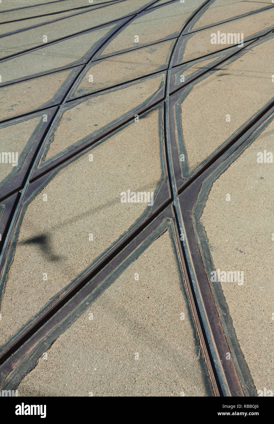 Tramway tram crossing road hi-res stock photography and images - Alamy
