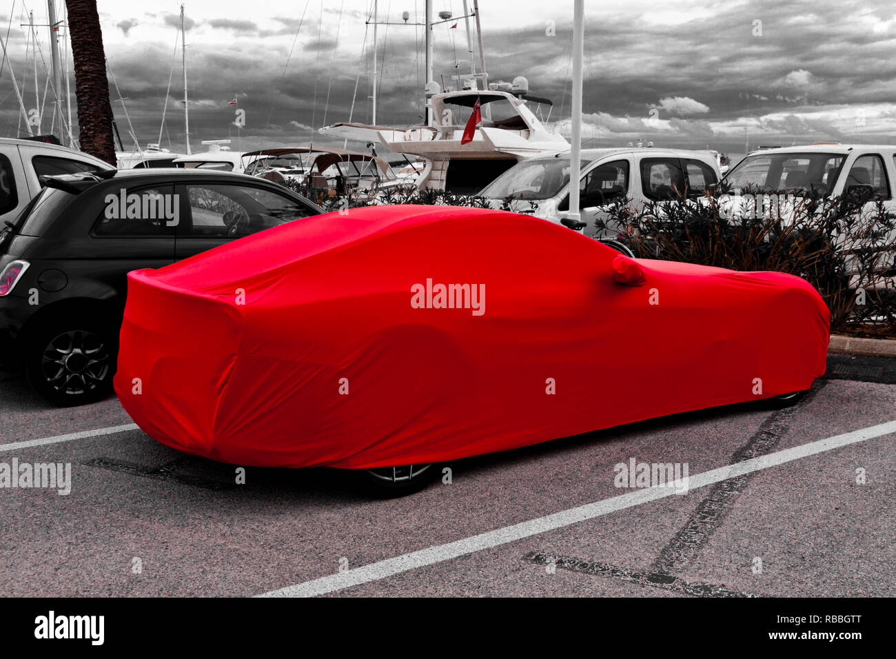 Ferrari covered in Mallorca Stock Photo - Alamy