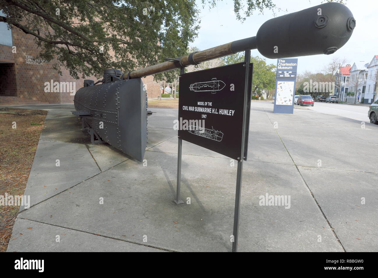 Model of Civil War Confederate Submarine Hunley with Explosive Charge ...