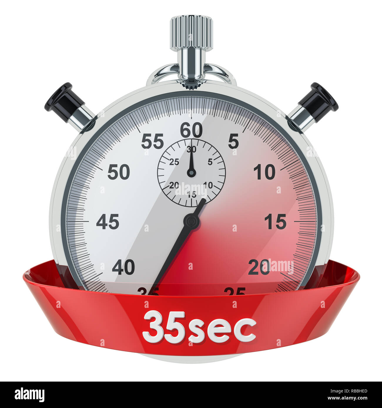 Stopwatch With 35 Seconds Timer 3d Rendering Isolated On White