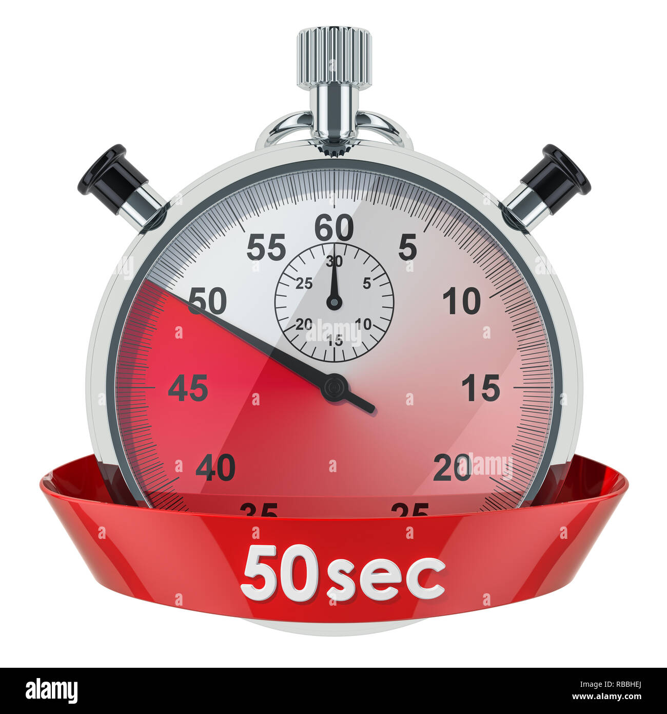 Stopwatch With 50 Seconds Timer 3d Rendering Isolated On White