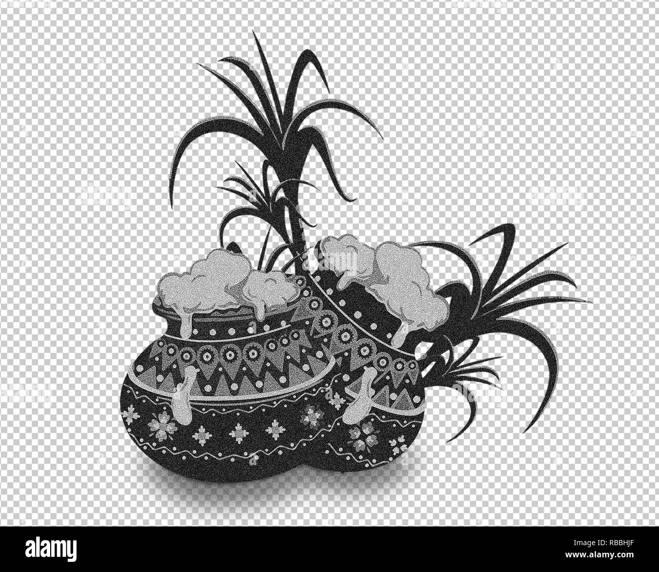 Happy pongal festival celebration Black and White Stock Photos & Images ...