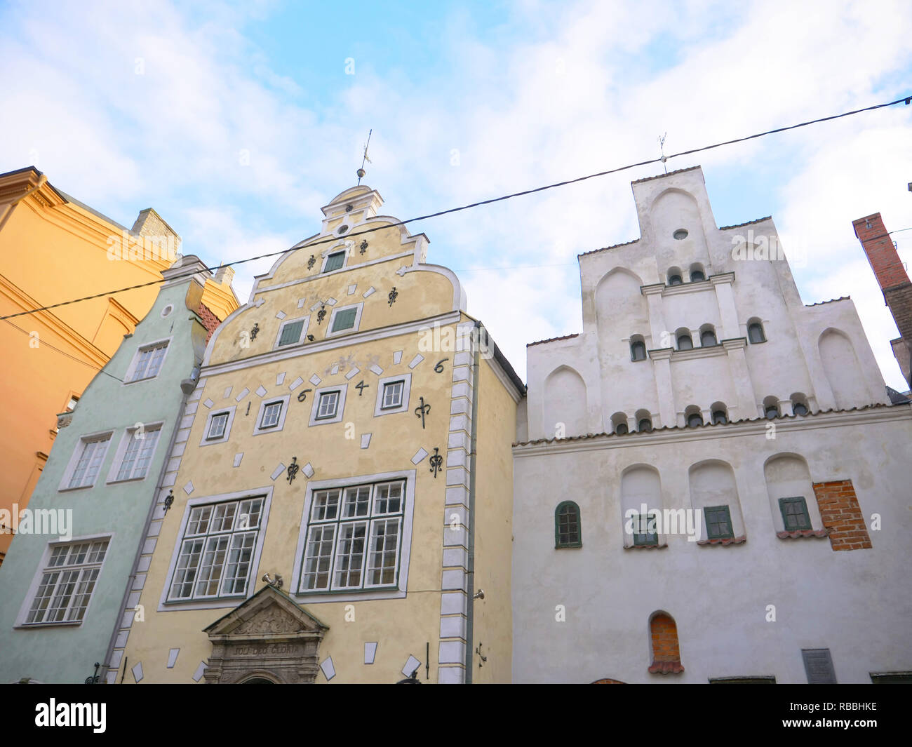 Famous landscape view of architecture The three brothers in Latvia Riga ...