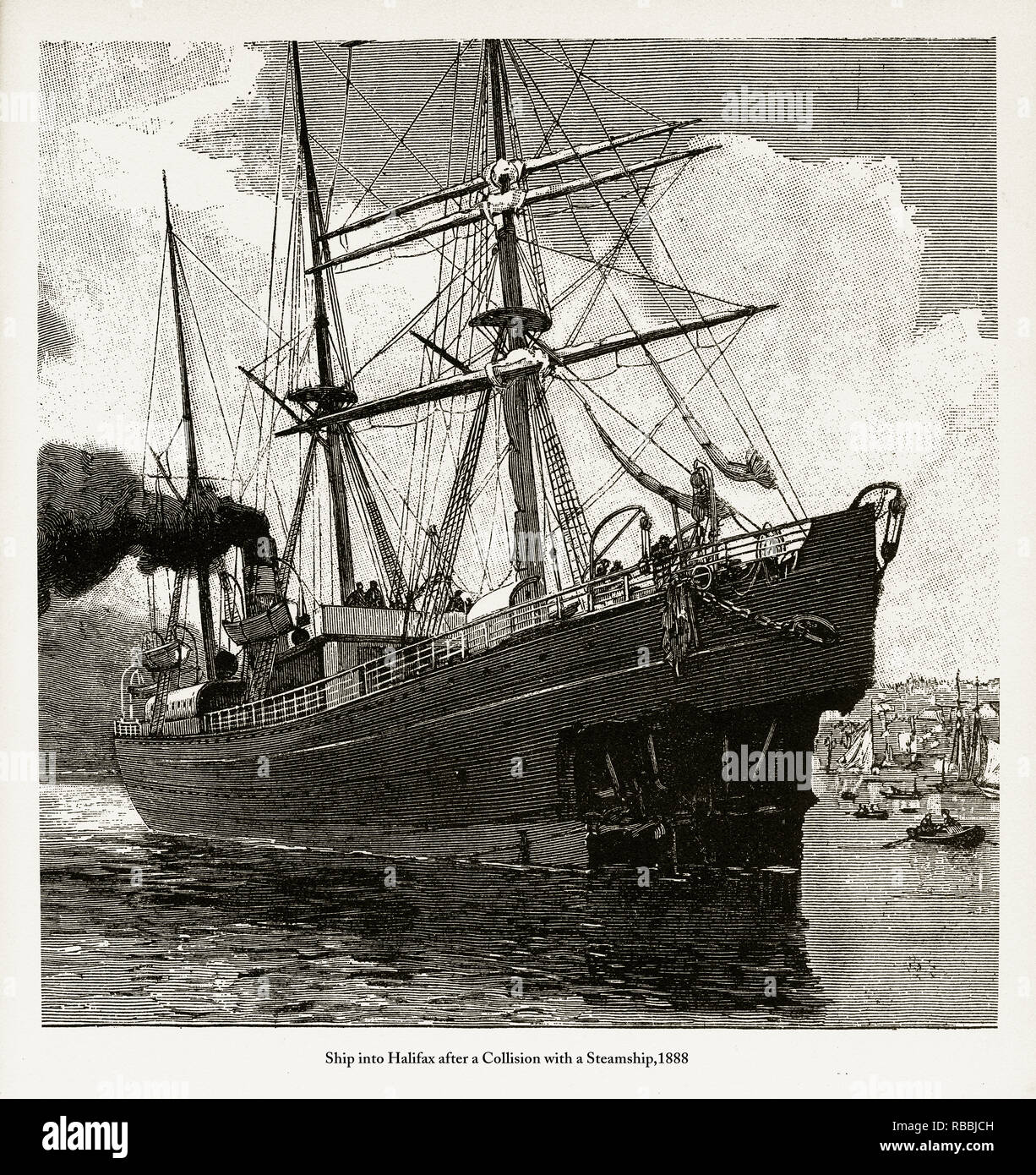 Ship into Halifax after a Collision with a Steamship,1888 Stock Photo ...