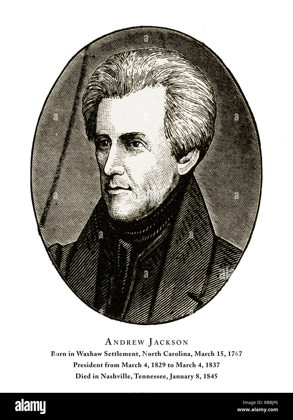 Andrew Jackson, Engraved Portrait of President, 1888 Stock Photo - Alamy