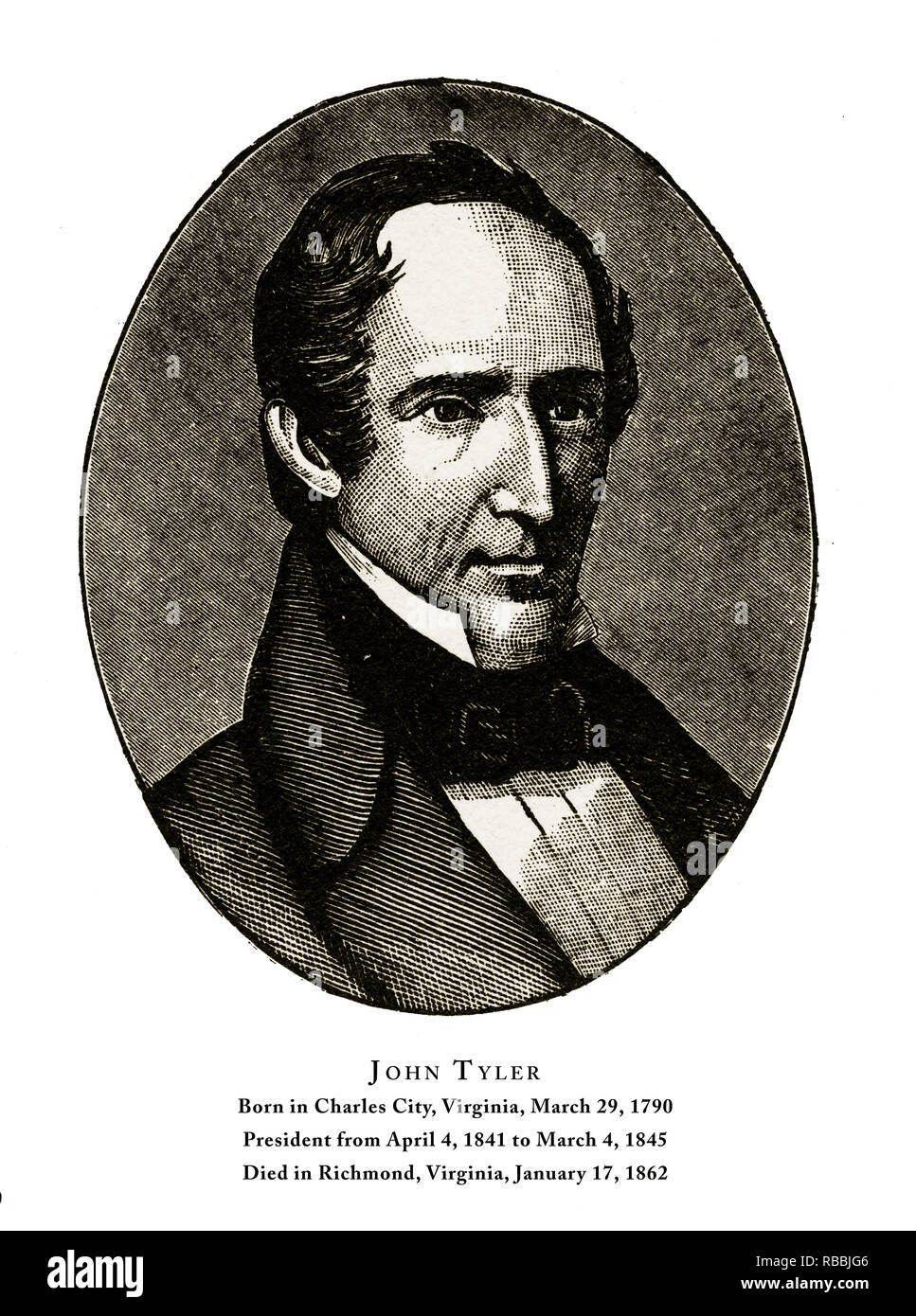 Engraved Portrait of President, John Tyler, 1888 Stock Photo - Alamy