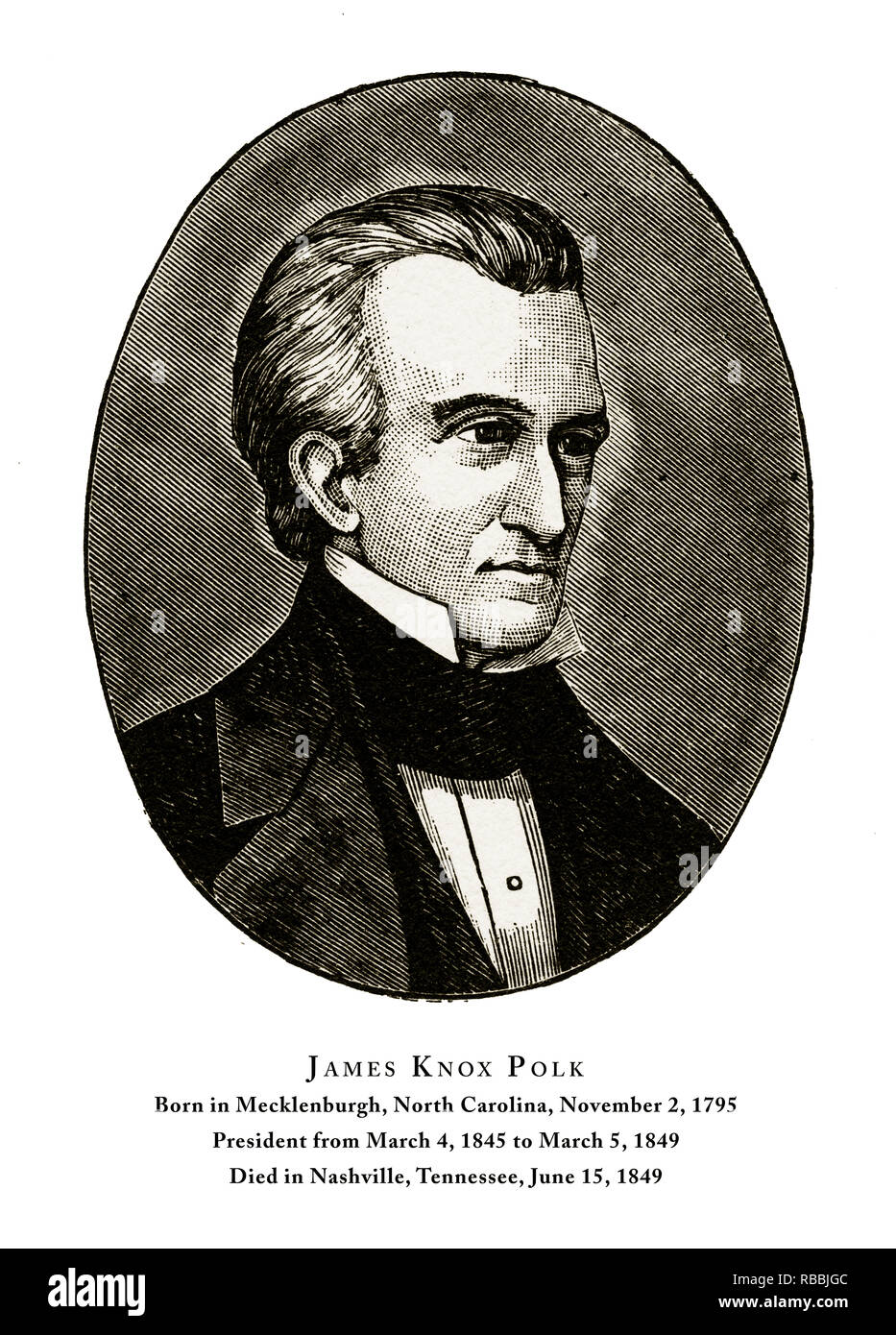 James Knox Polk, Engraved Portrait of President, 1888 Stock Photo - Alamy