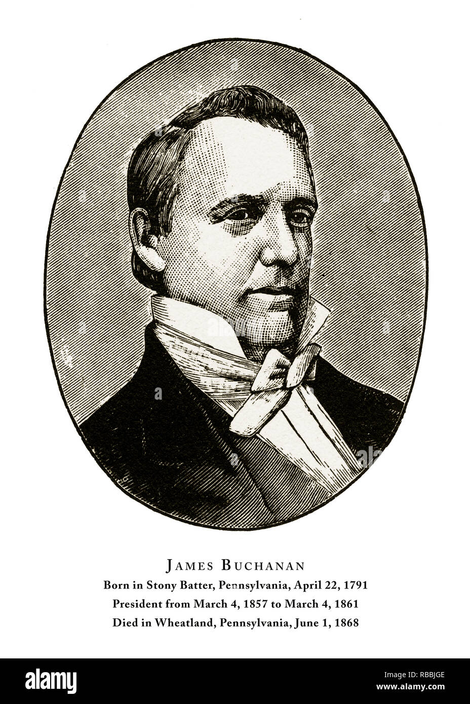 James Buchanan, Engraved Portrait of President, 1888 Stock Photo - Alamy
