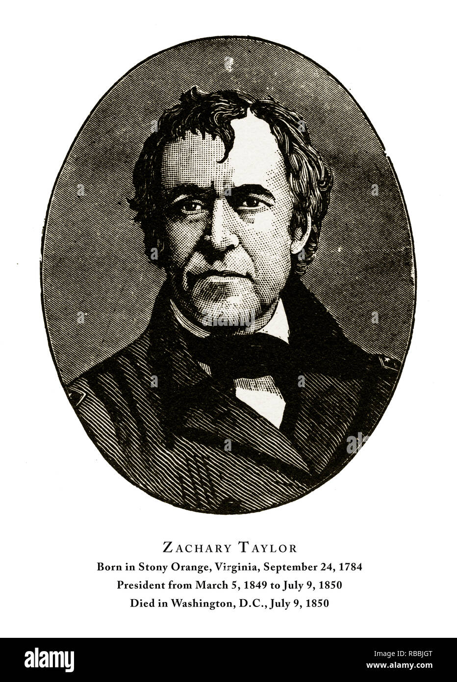 Zachary Taylor, Engraved Portrait of President, 1888 Stock Photo - Alamy