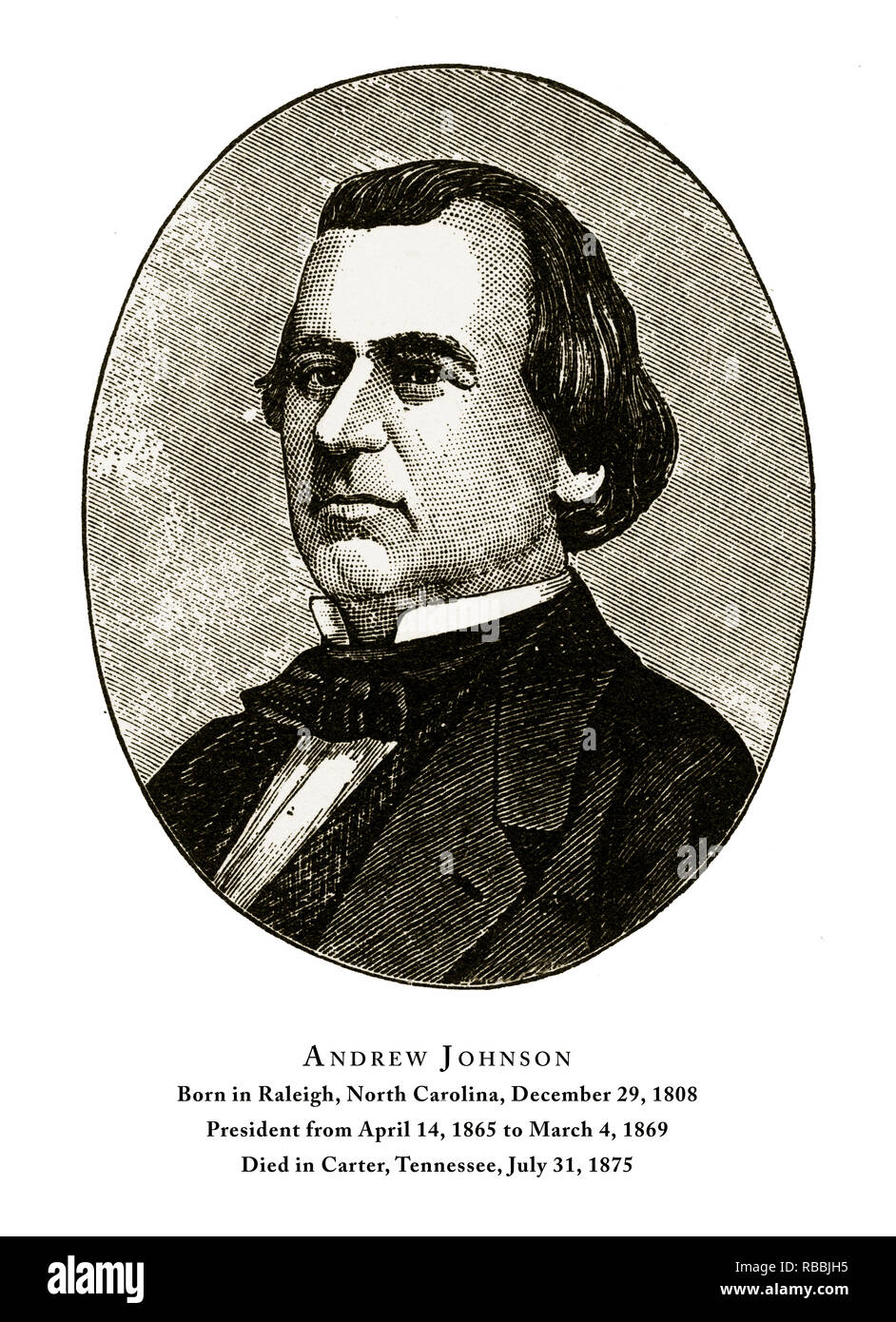 Andrew Johnson, Engraved Portrait of President, 1888 Stock Photo - Alamy