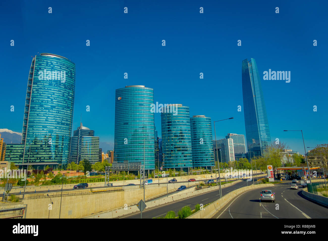 SANTIAGO, CHILE - OCTOBER 16, 2018: Panoramic view of Providencia and ...