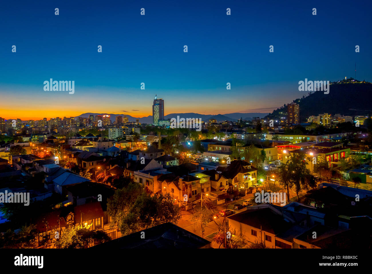 Beautiful view of Santiago de Chile cityscape at sunset Stock Photo - Alamy
