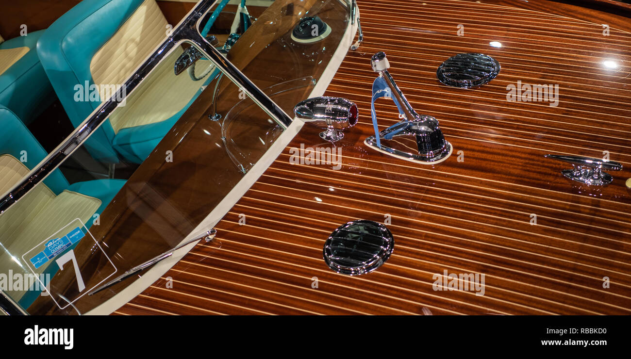 Riva luxury speedboat details Stock Photo - Alamy
