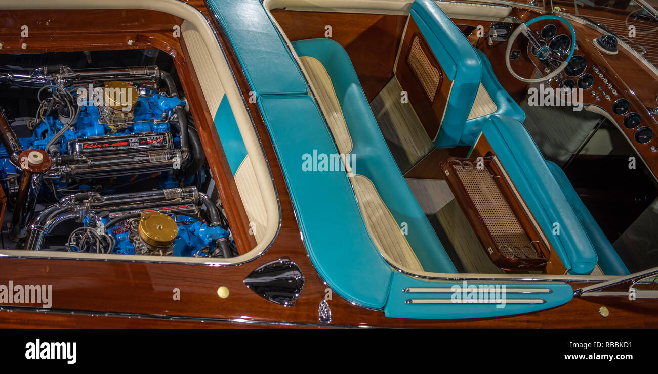 Riva luxury speedboat details Stock Photo - Alamy