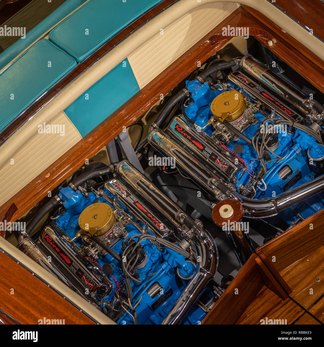 Riva luxury speedboat details Stock Photo - Alamy