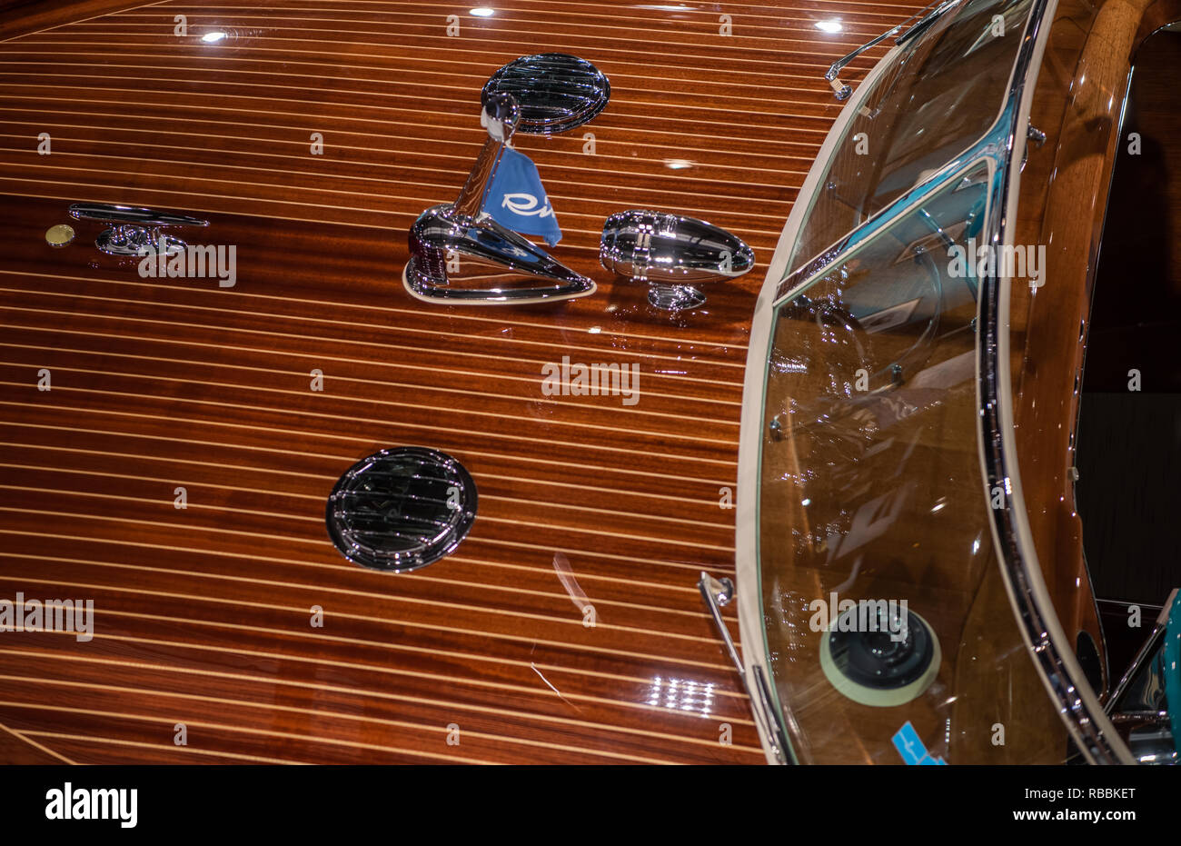 Riva luxury speedboat details Stock Photo - Alamy