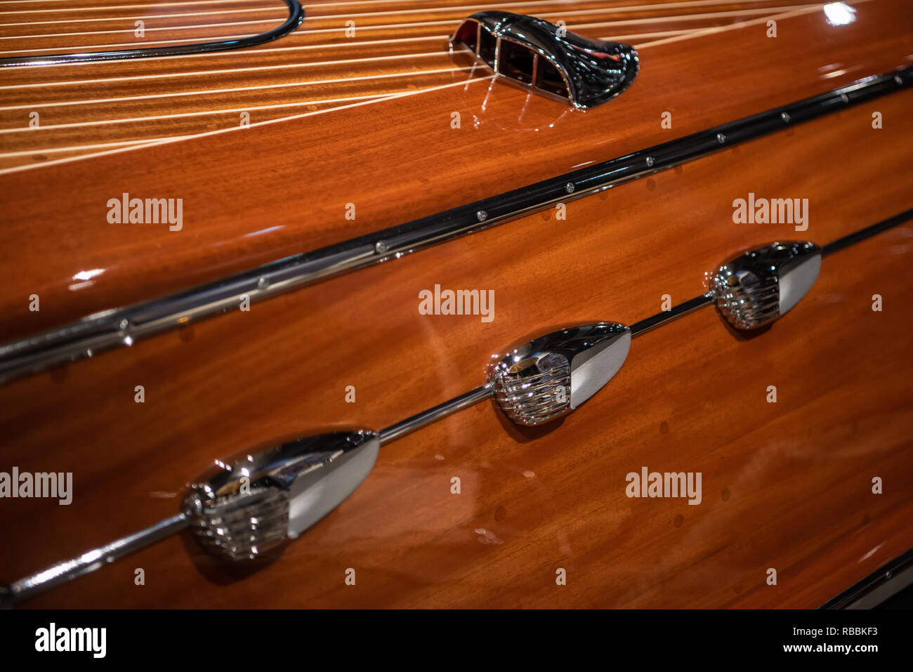 Riva luxury speedboat details Stock Photo - Alamy