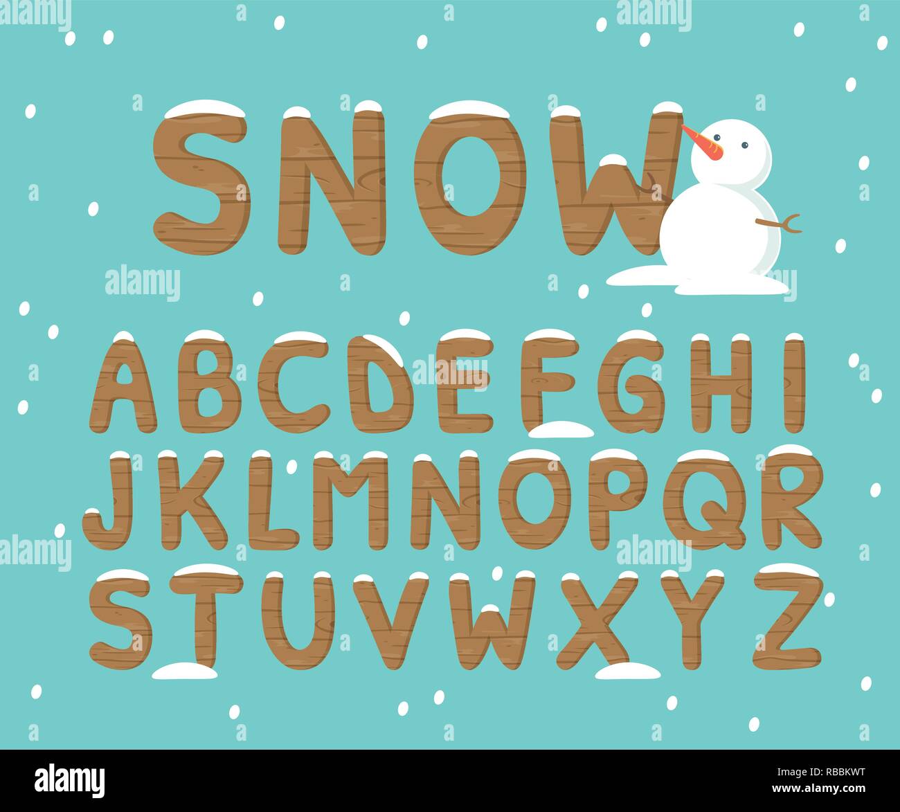 The cute wooden-icy snow alphabet looks like it was crafted from frosty ...