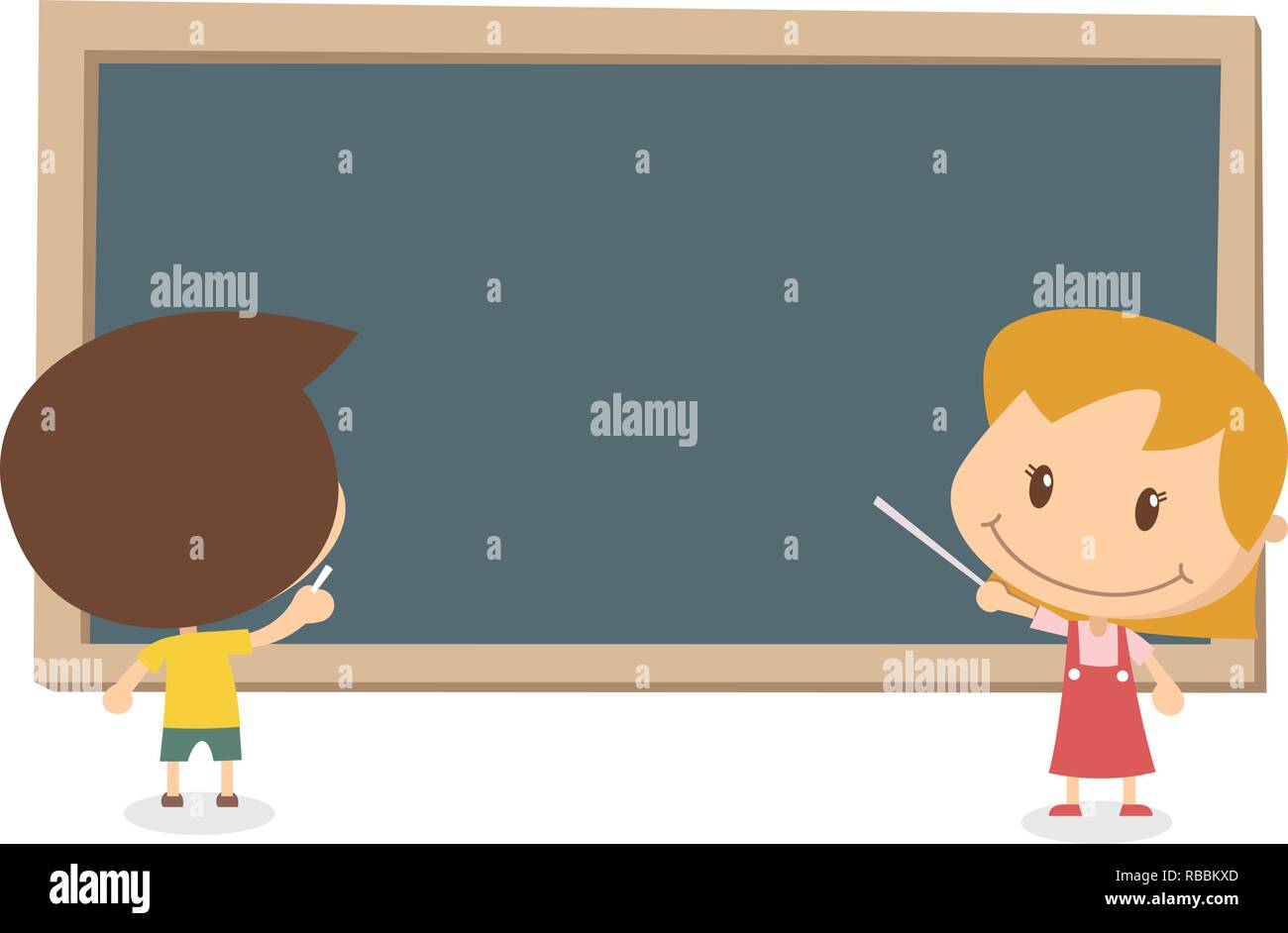 Kids activity. Kids are pointing to the blackboard. Back to school ...