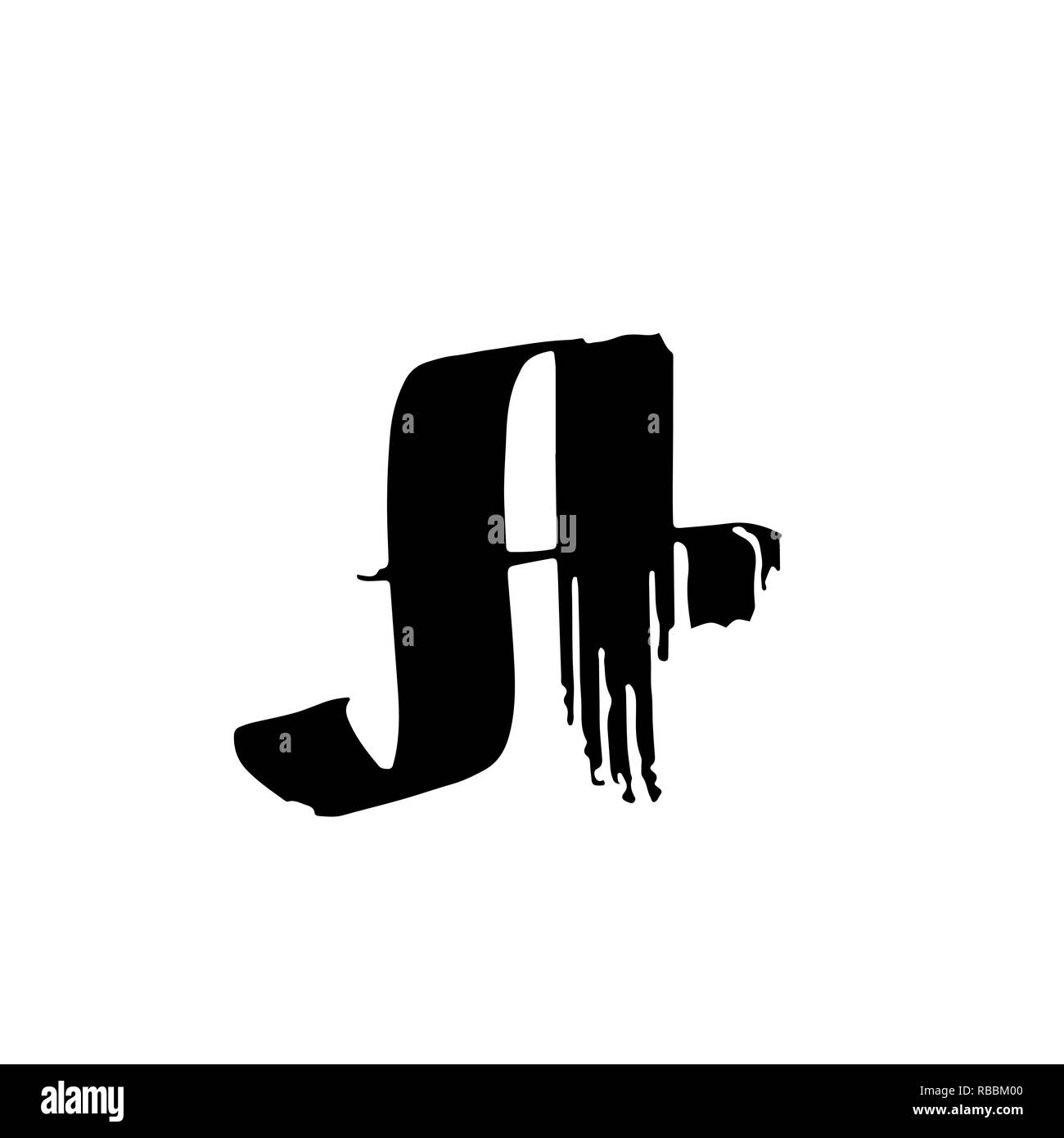 Letter A. Unique old brush grunge lettering. Vector illustration Stock ...