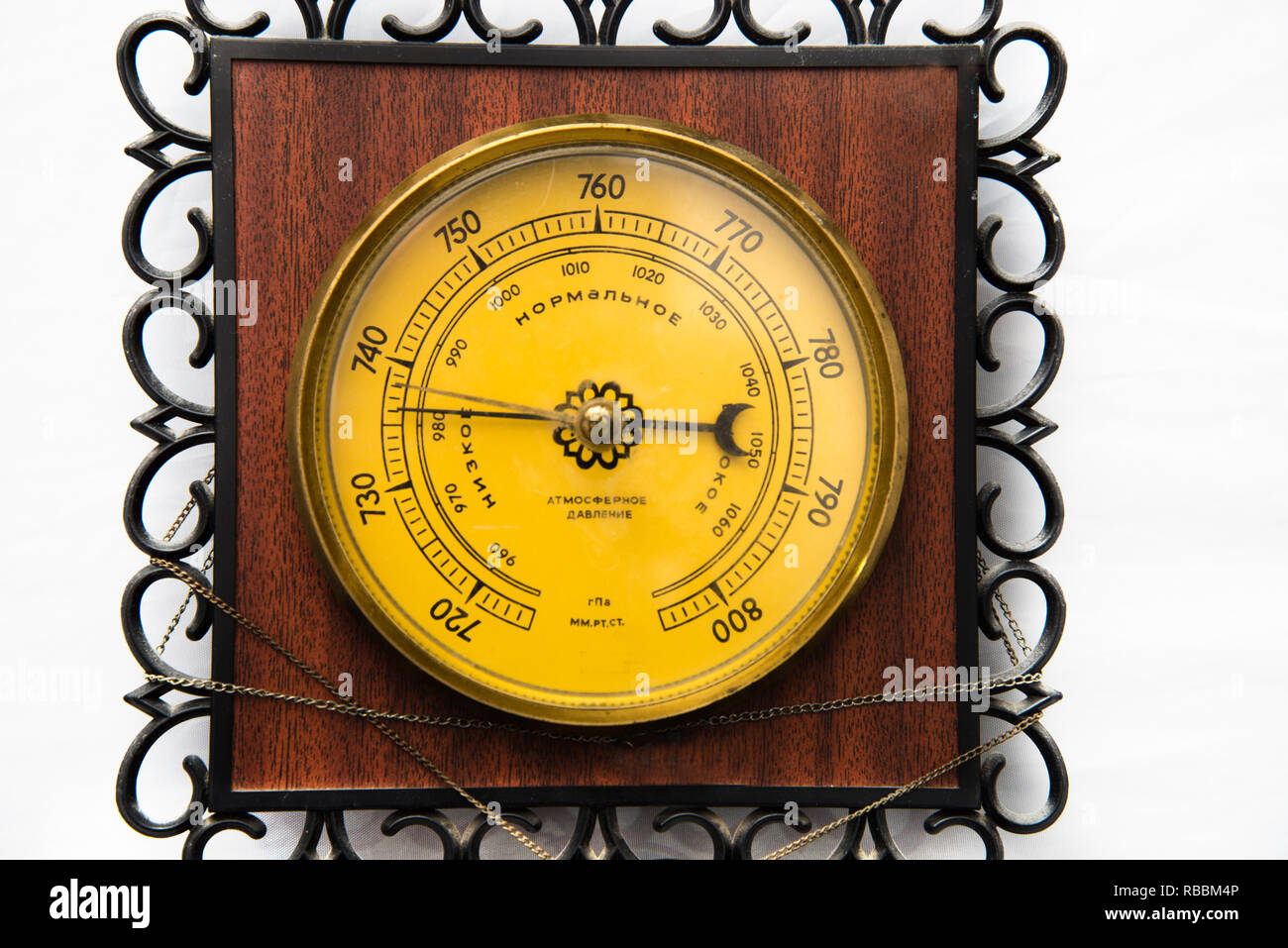 The vintage wooden barometer isolated on white background Stock Photo ...