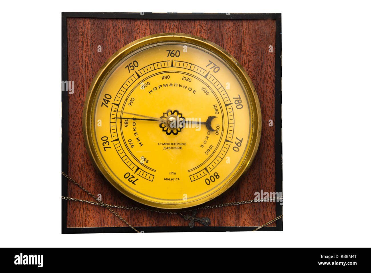 The vintage wooden barometer isolated on white background Stock Photo ...