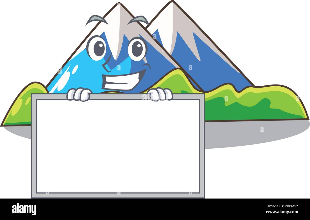 Grinning with board beautiful mountain in the cartoon form Stock Vector ...