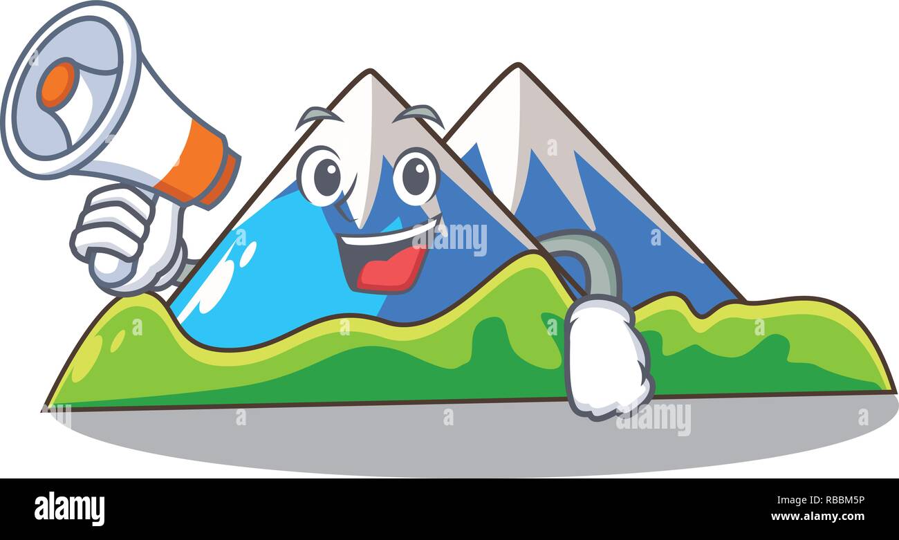 With megaphone beautiful mountain in the cartoon form Stock Vector ...