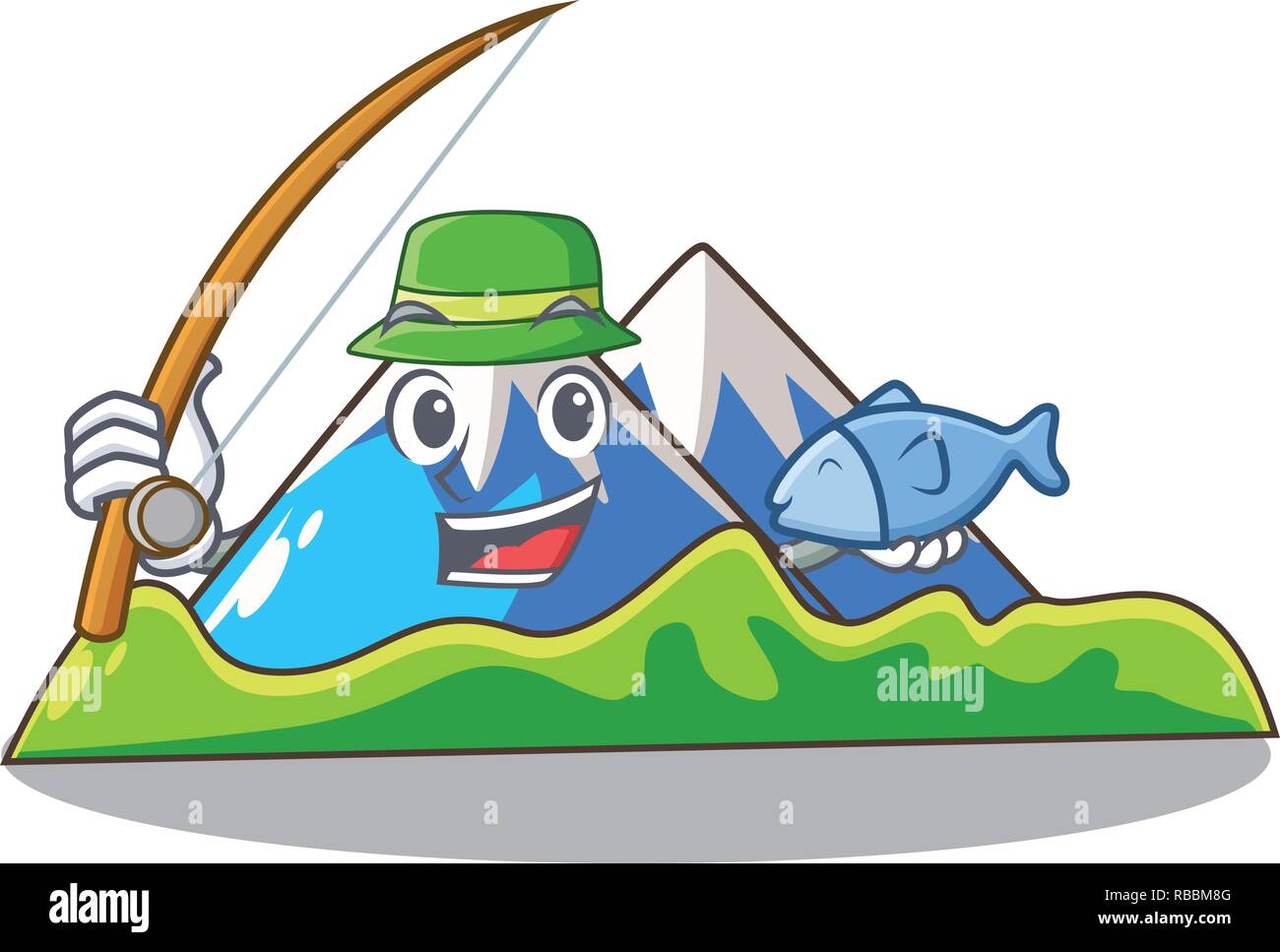 Fishing mountain scenery isolated from the mascot Stock Vector Image ...