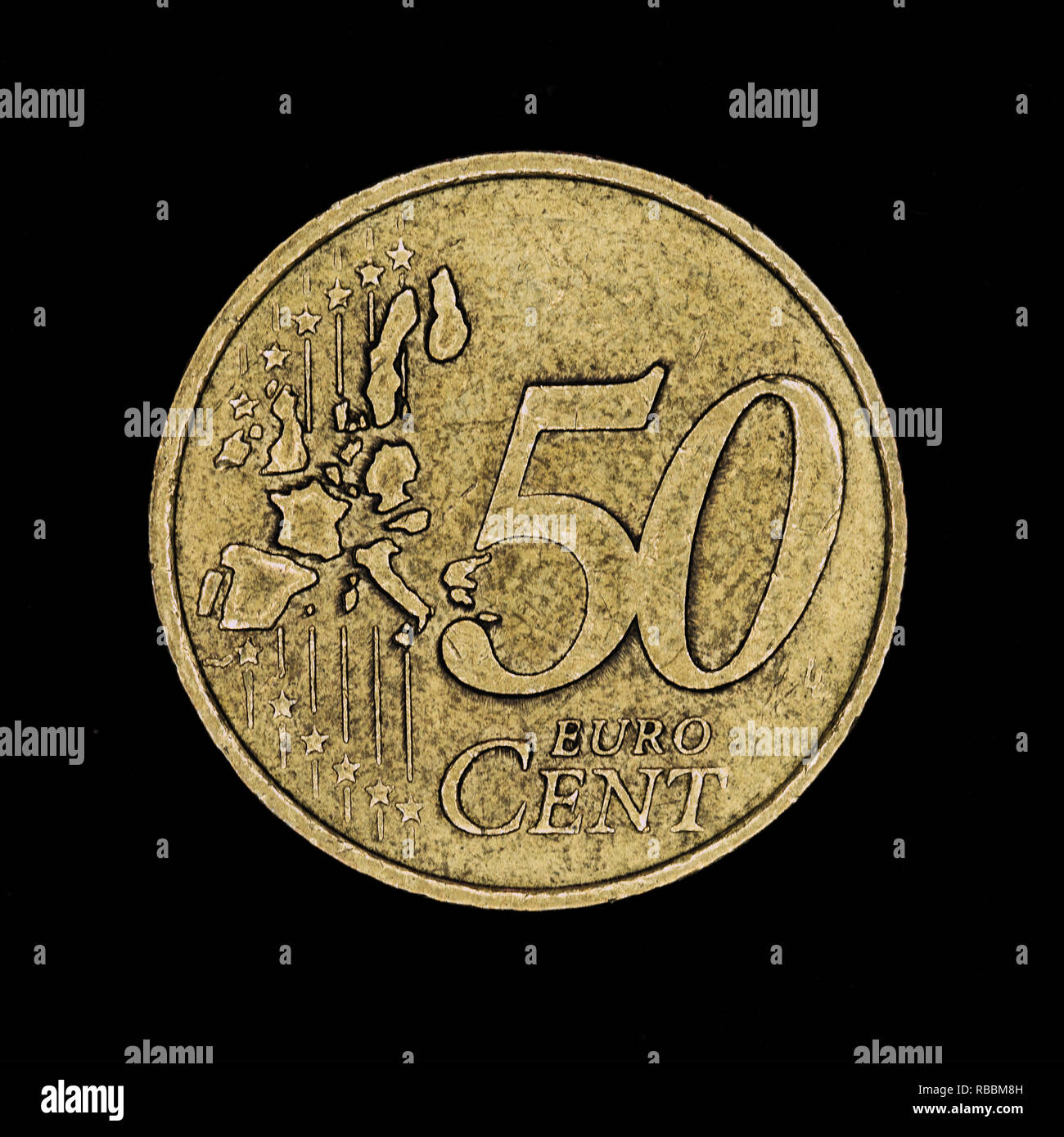 Half euro coin on black Stock Photo - Alamy