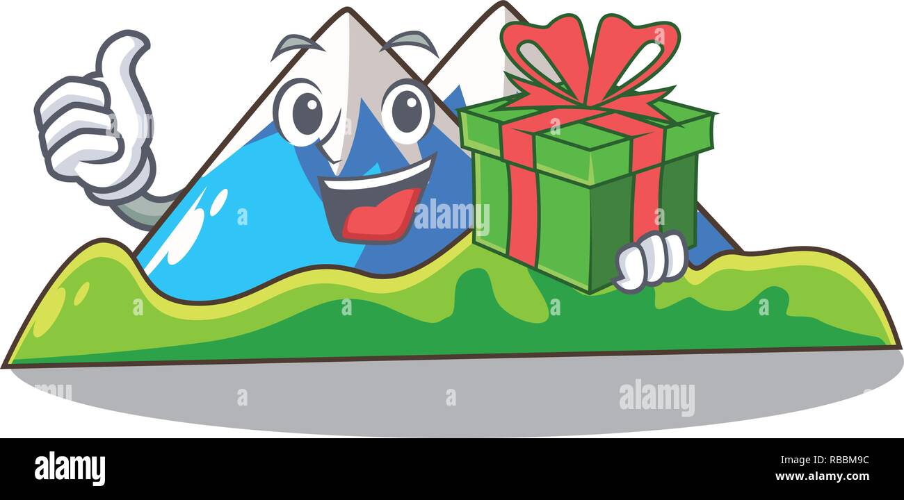 With gift mountain scenery isolated from the mascot Stock Vector Image ...