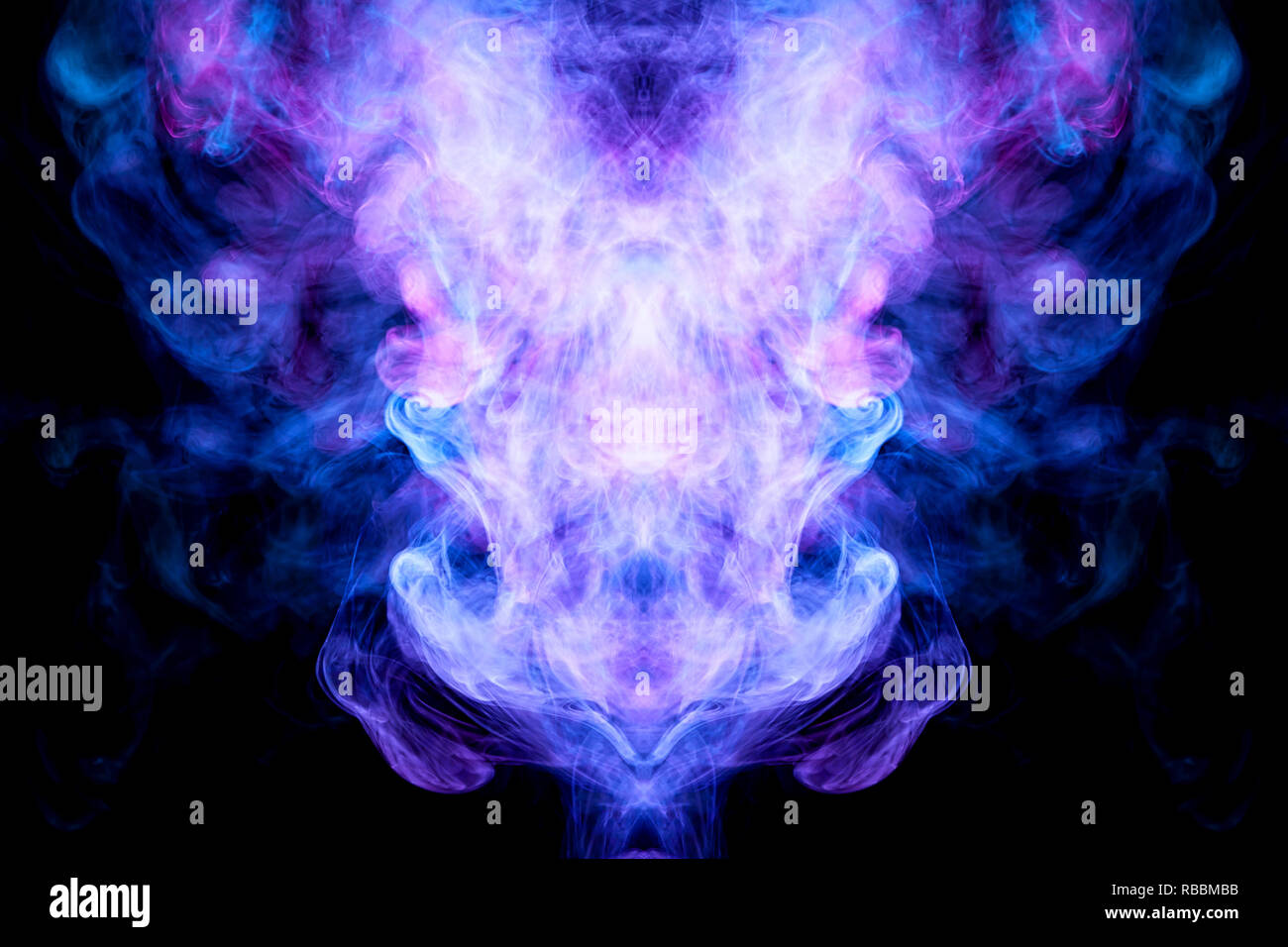 Fluffy Puffs blue and purple smoke and Fog in the form of a skull ...